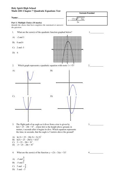 Unit 7 Test - Holy Spirit High School
