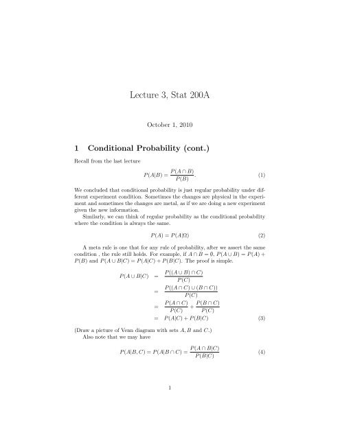 Lecture 3, Stat 200A - UCLA Statistics