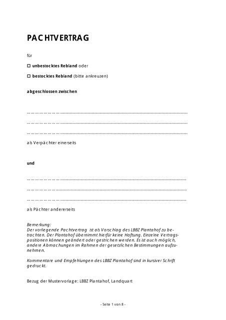 PACHTVERTRAG - Plantahof