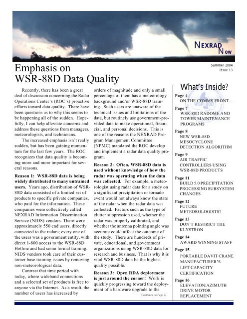 Issue 13 - NEXRAD Radar Operations Center - NOAA