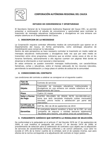 CORPORACIÓN AUTÓNOMA REGIONAL DEL CAUCA