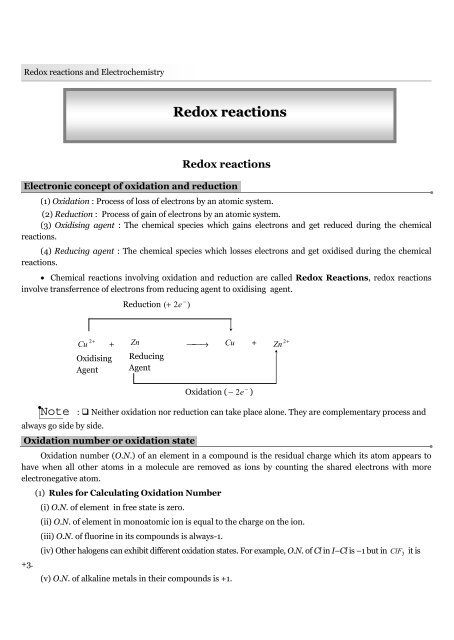 Redox reactions - TestBag