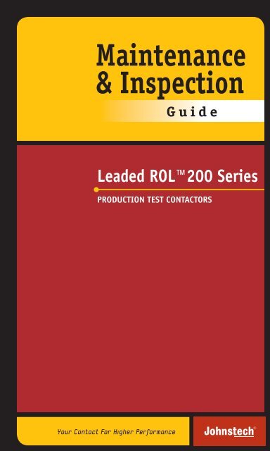 Maintenance & Inspection Guide Leaded ROLâ ¢200 ... - Johnstech