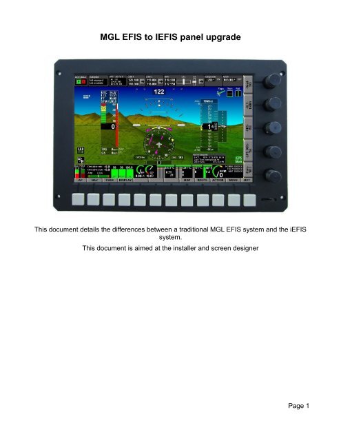 Migration from current EFIS systems to the iEFIS - MGL Avionics