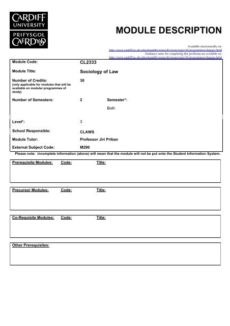 MODULE DESCRIPTION - Cardiff Law School