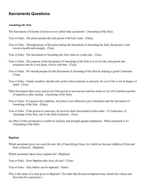 Sacraments Questions - CatholicMom.com
