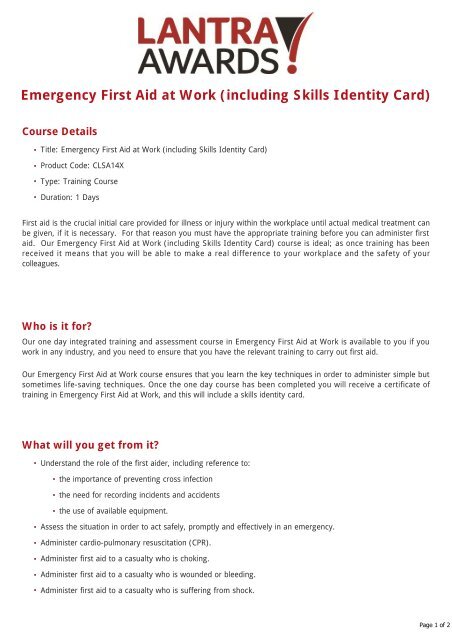 Lantra Emergency First Aid at Work.pdf - Arbtalk