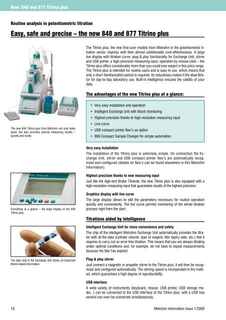 Easy, safe and precise â the new 848 and 877 Titrino plus