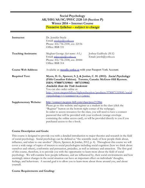 Tentative Syllabus â subject to change - Department of Psychology