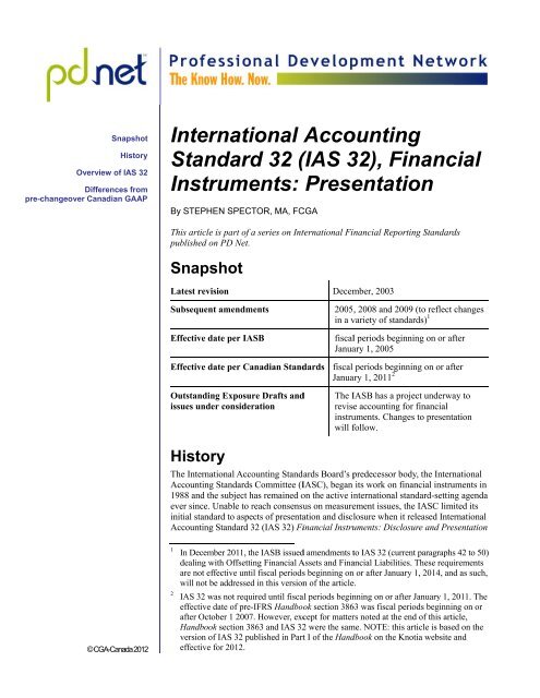 IAS 32, Financial Instruments: Presentation - PD Net