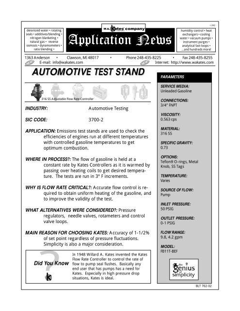 Application Bulletins [.pdf 157 KB] - Custom Valve Concepts