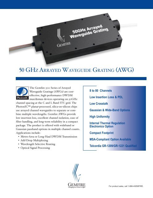 50 GHz ArrAyed WAVEGUIDE GRATING (AWG) - AMS Technologies