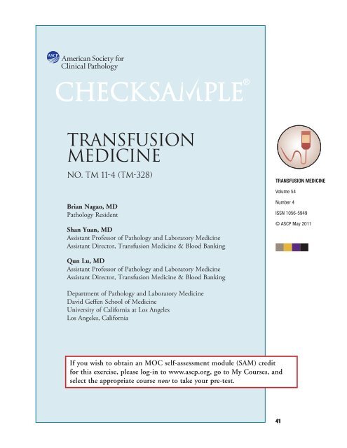TRANSFUSION MEDICINE - the UCLA Department of Pathology ...