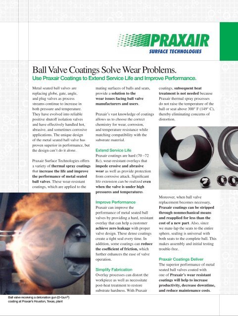 Ball Valve Coatings Solve Wear Problems. - Praxair Surface ...