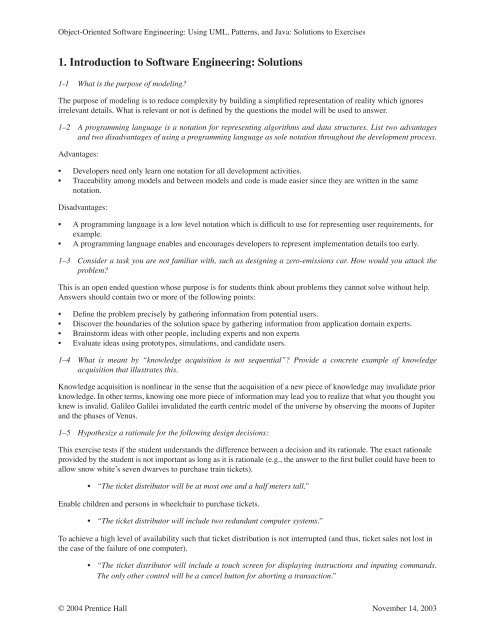 1. Introduction to Software Engineering: Solutions - Chair for Applied ...