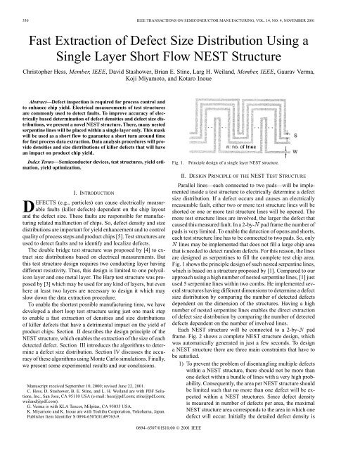 Fast extraction of defect size distribution using a single ... - IEEE ...