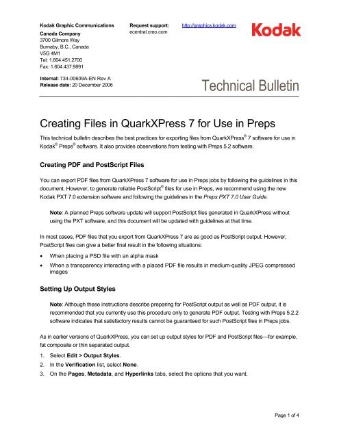 Technical Bulletin - Kodak