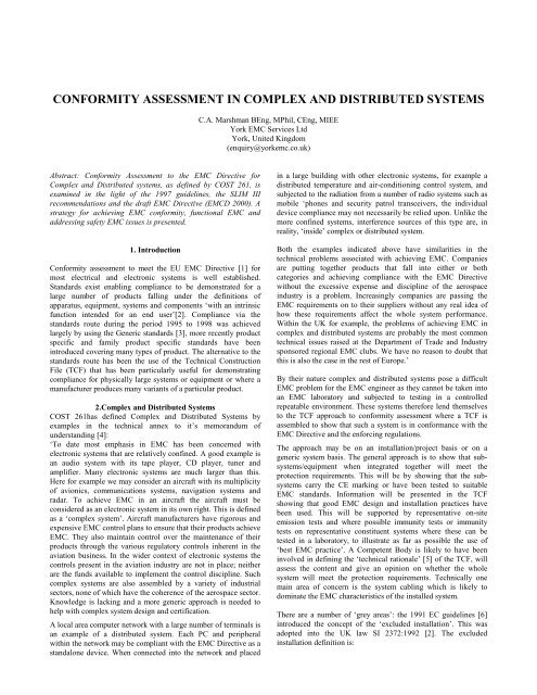 Conformity Assessment in Complex and Distributed Systems