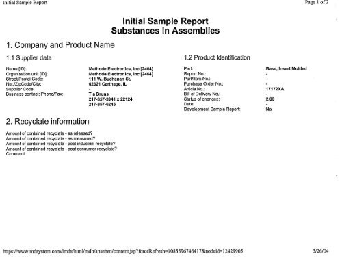 SMF 3.100.6 Example of IMDS Initial Sample Report (Rev Rel)