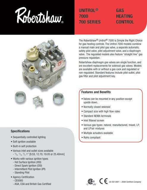 Gas HEatinG Control Unitrol® 7000 700 sEriEs - Uni-Line