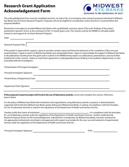 Research Grant Application Acknowledgement Form - Midwest Eye ...