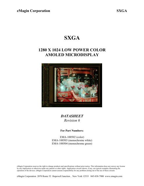 1280 x 1024 low power color amoled microdisplay - eMagin