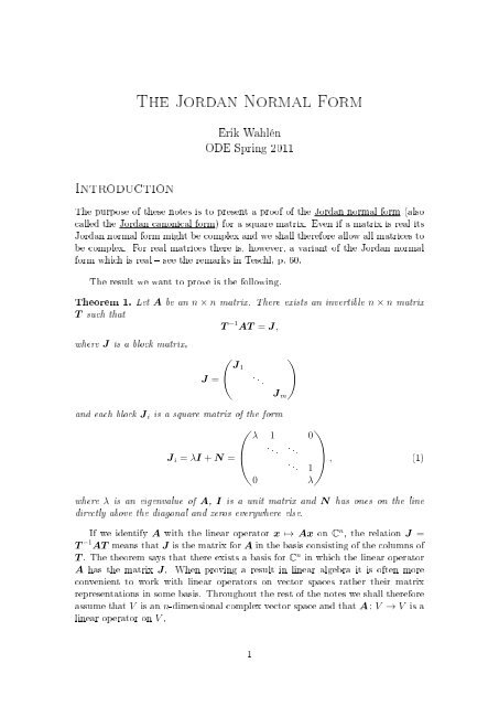 Notes on the Jordan Normal Form