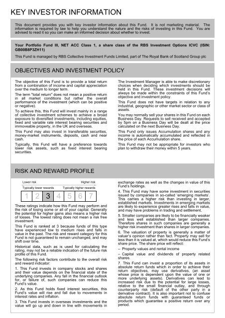Your Portfolio Fund III Key Investor Information Document