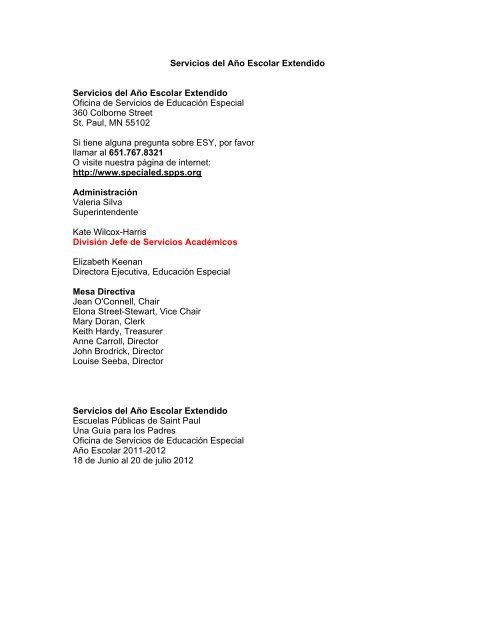 Extended School Year Services