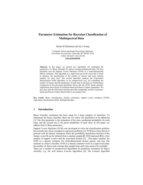 Parameter Estimation For Bayesian Classification Of Multispectral Data