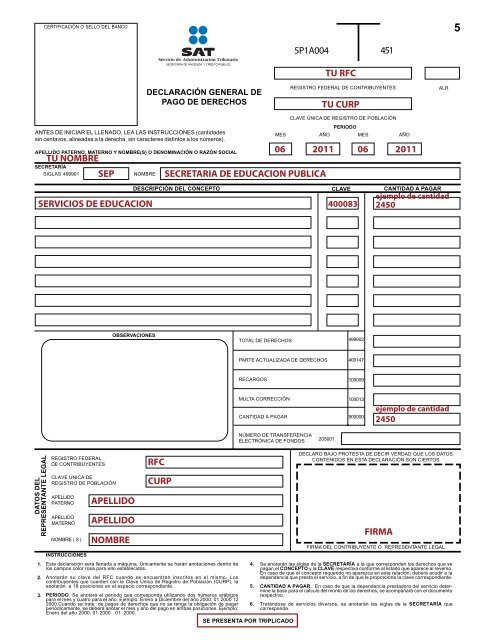 5p1a004 451 tu rfc sep secretaria de educacion publica ... - Inicio
