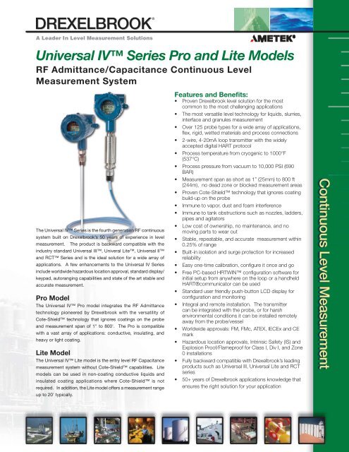 Universal IVâ ¢ Series Pro and Lite Models