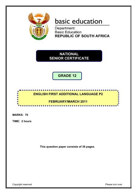 national senior certificate grade 12 - Department of Basic Education