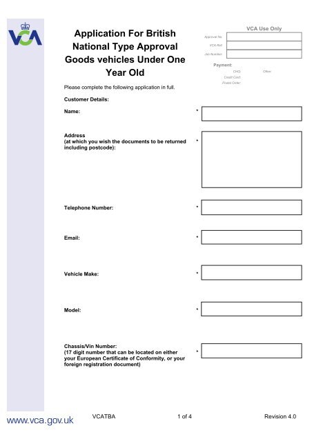 VCA Payment form - Gov.uk