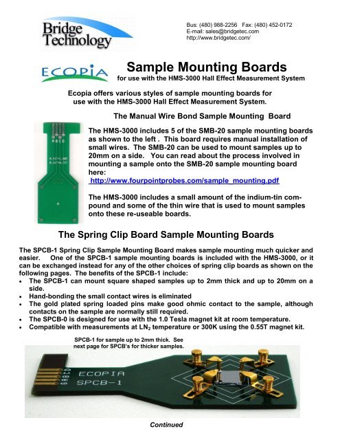 The Spring Clip Board Sample Mounting Boards - Four Point Probes