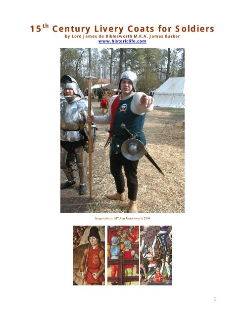 15th Century Livery Coats for Soldiers - Historic Life