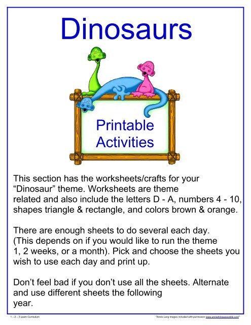 Dinosaurs - 1 - 2 - 3 Learn Curriculum