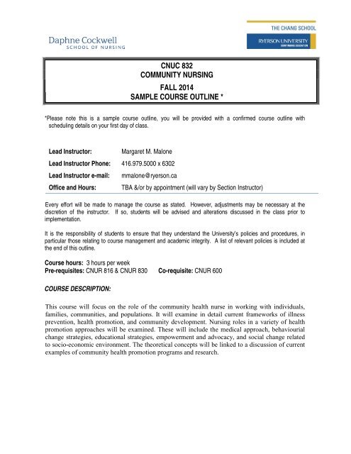 Sample Classroom Course Outline - The Chang School - Ryerson ...