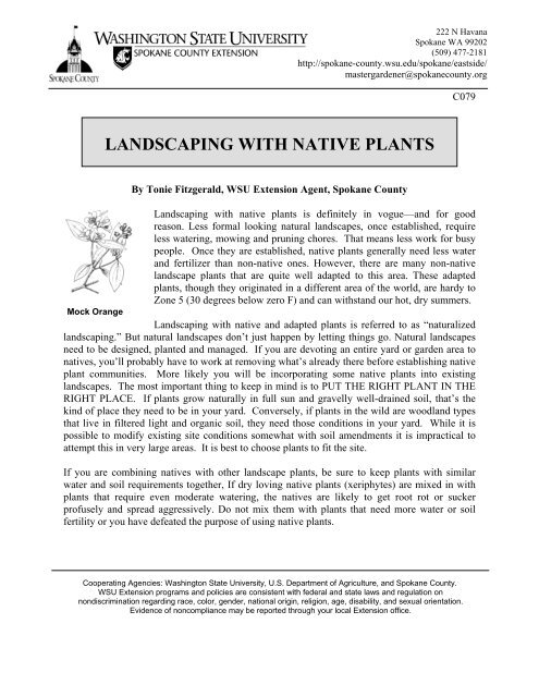 landscaping with native plants - Spokane County Extension ...