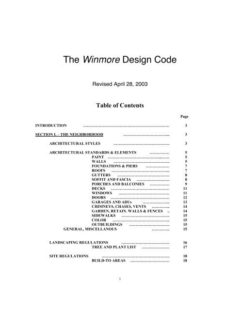 The Winmore Design Code - Town of Carrboro