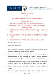 OPEN LETTER TO LEARNERS - Umalusi