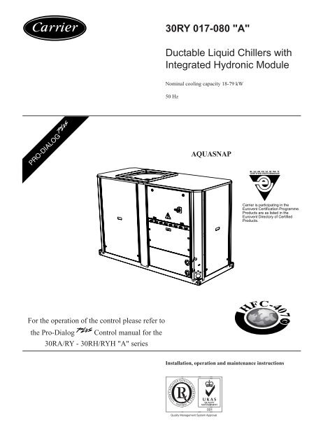 "A" Ductable Liquid Chillers with Integrated Hydronic Module