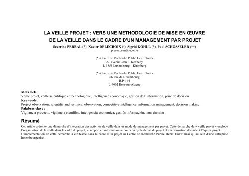 La veille projet