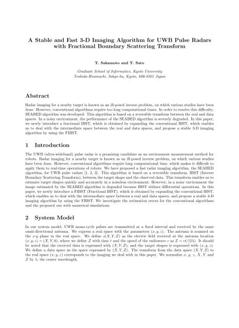 A Stable and Fast 3-D Imaging Algorithm for UWB Pulse Radars with ...