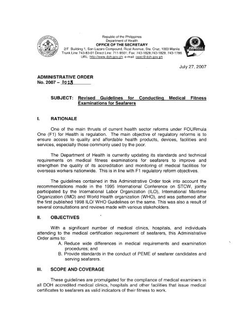 Administrative Order No. 2007-0025 - DOH