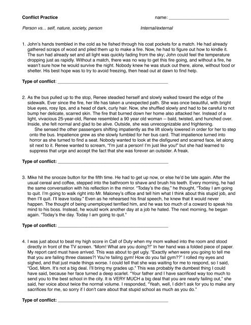Types Of Conflict Worksheet Reading Activity, 51% OFF Types Of Conflict Worksheet Reading Activity, 51% OFF