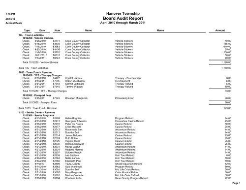 Board Audit Report - Hanover Township