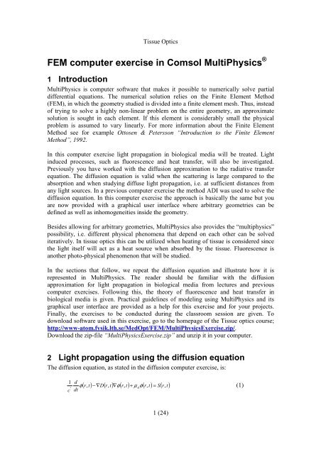 FEM computer exercise in Comsol MultiPhysics - Atomic Physics!