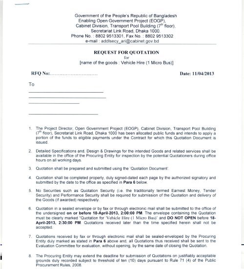 REQUEST FOR QUOTATION