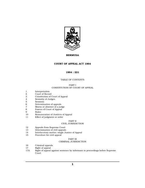 Court of Appeal Act 1964 - Bermuda Laws Online
